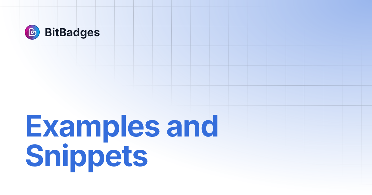 Examples and Snippets | BitBadges
